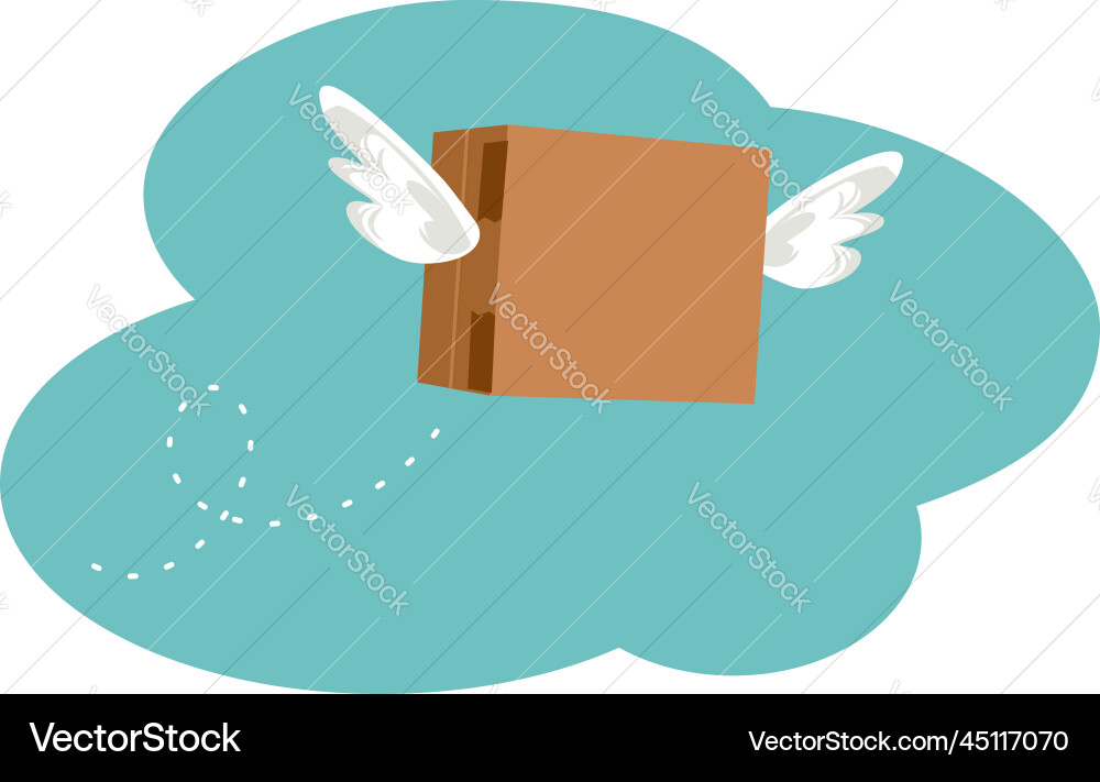 Delivery parcel box with wings flying Royalty Free Vector
