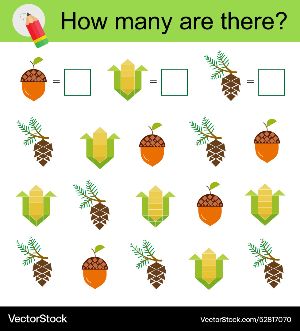 Math activity for kids developing numeracy Vector Image
