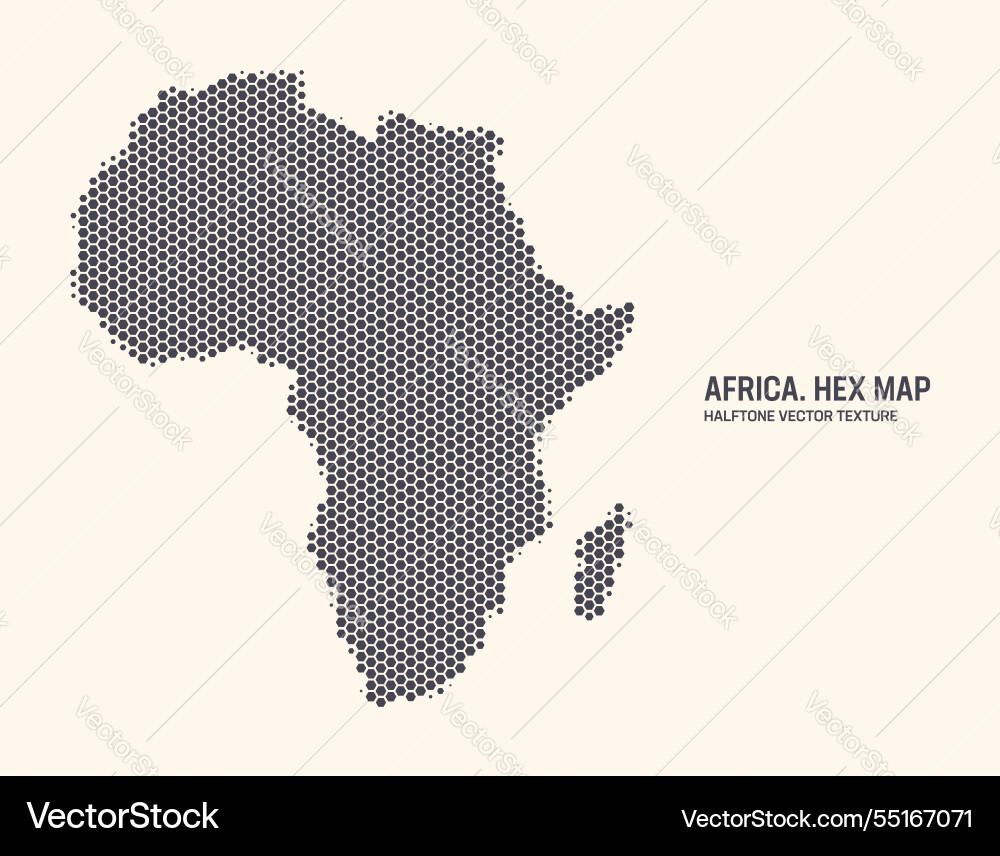 Africa continent map hexagonal half tone pattern Vector Image
