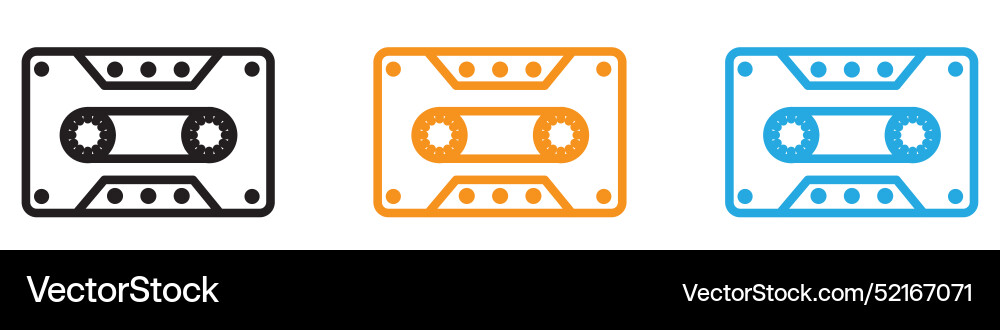 Cassette tape icon logo set collection for web Vector Image