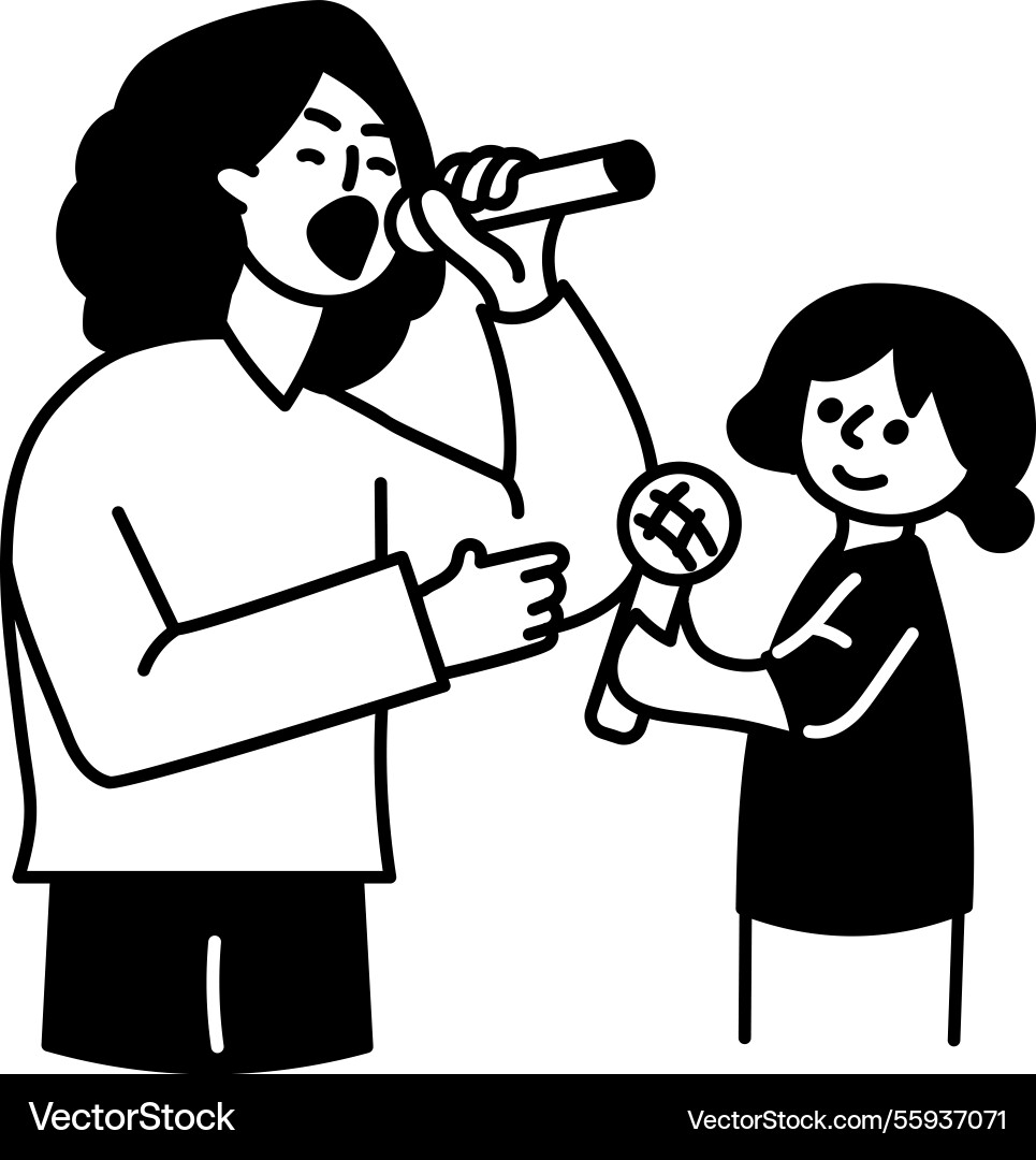 Doodle of a mom singing with her daug Royalty Free Vector
