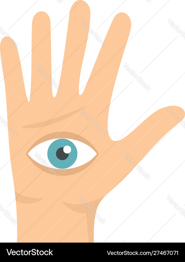 Eye in hand icon flat style Royalty Free Vector Image