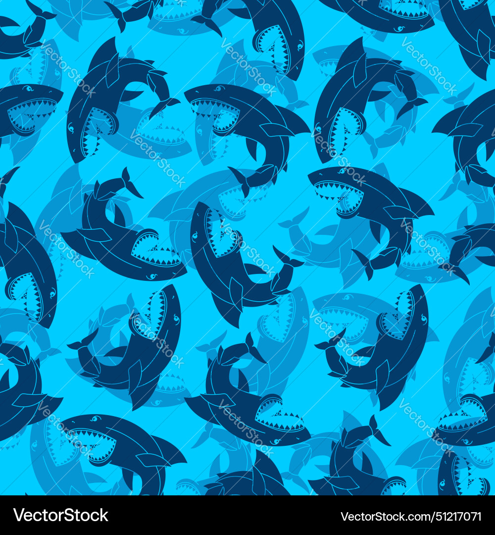 Shark pattern seamless sea predator background Vector Image