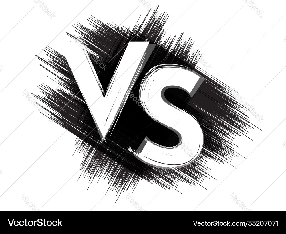 Vs versus icon grunge black and white logo Vector Image