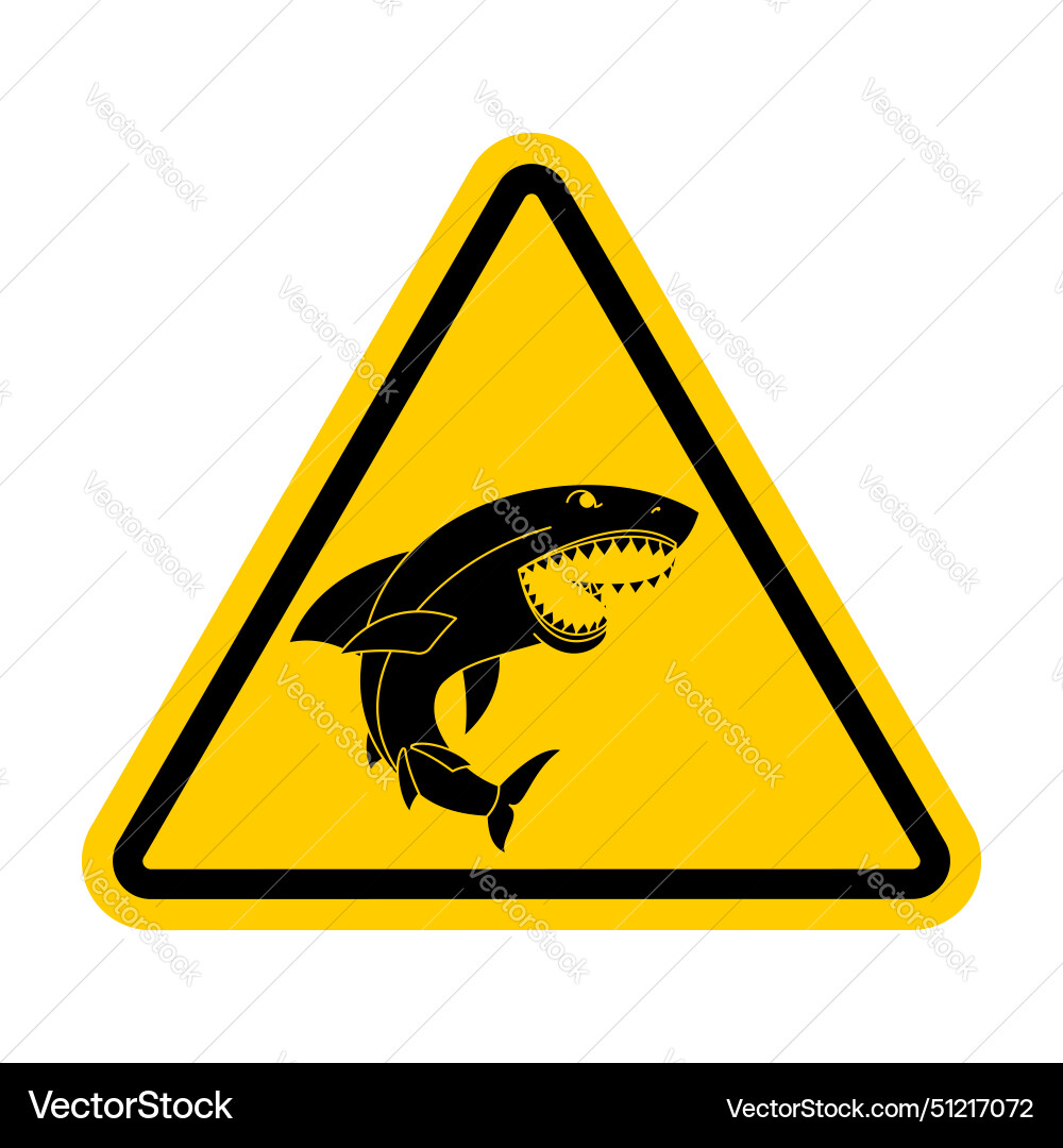 Attention shark caution sea predator yellow Vector Image