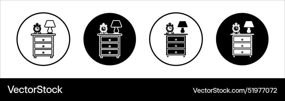 Bedside table flat line icon set Royalty Free Vector Image
