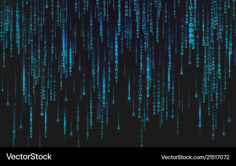 Binary matrix background falling digits on dark Vector Image