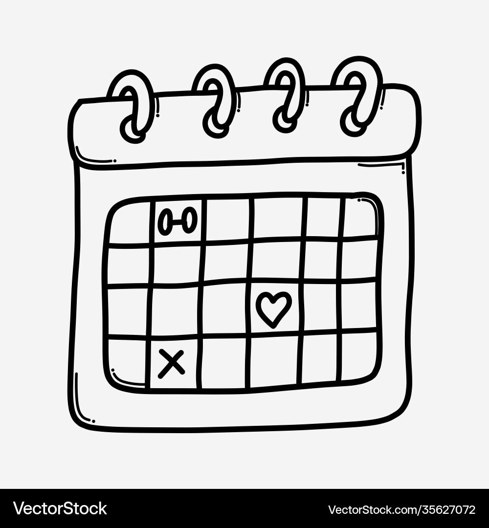 Calendar doodle icon drawing sketch hand drawn Vector Image