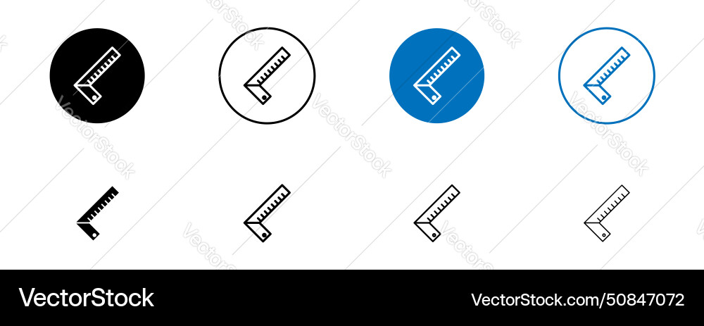 Carpenter ruler icon set measure instrument tool Vector Image