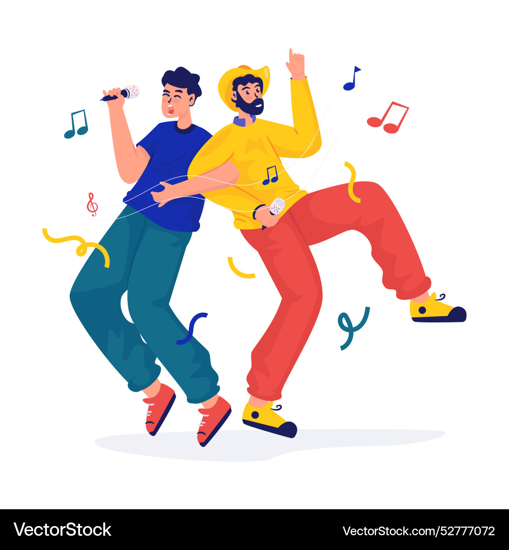 Duet karaoke male singer sings a song Royalty Free Vector