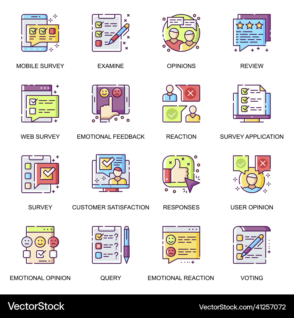 Internet survey flat icons set exam and query Vector Image