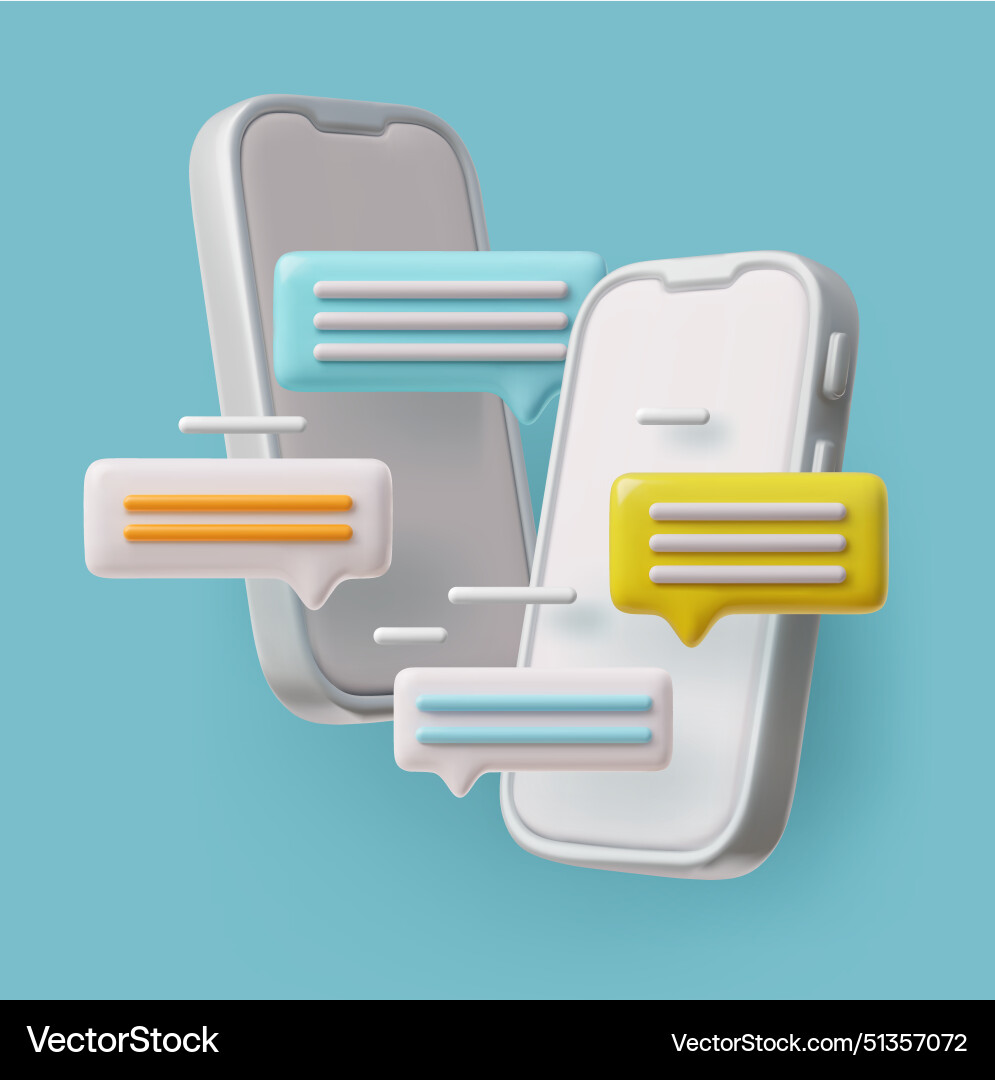 Mobile smartphones with speech bubbles chat Vector Image