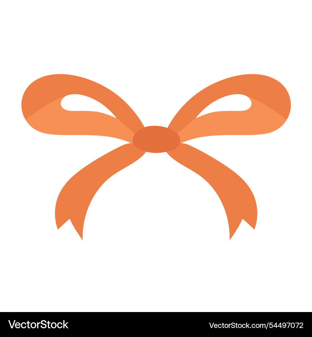 Orange ribbon bow gift decor Royalty Free Vector Image