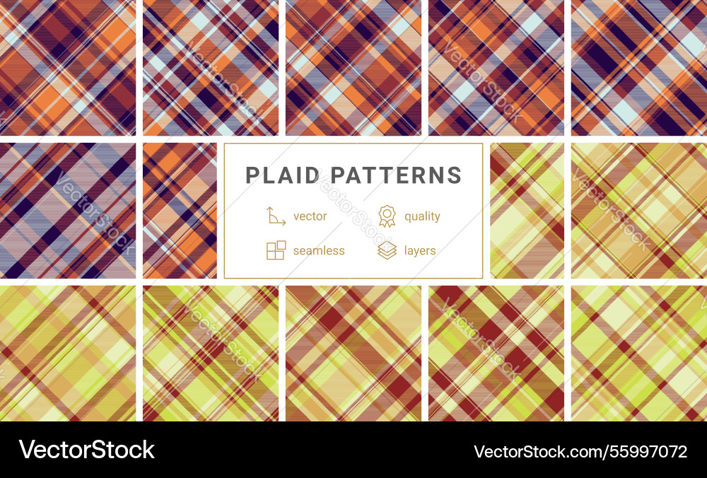 Plaid fabric patterns in vibrant checks perfect Vector Image