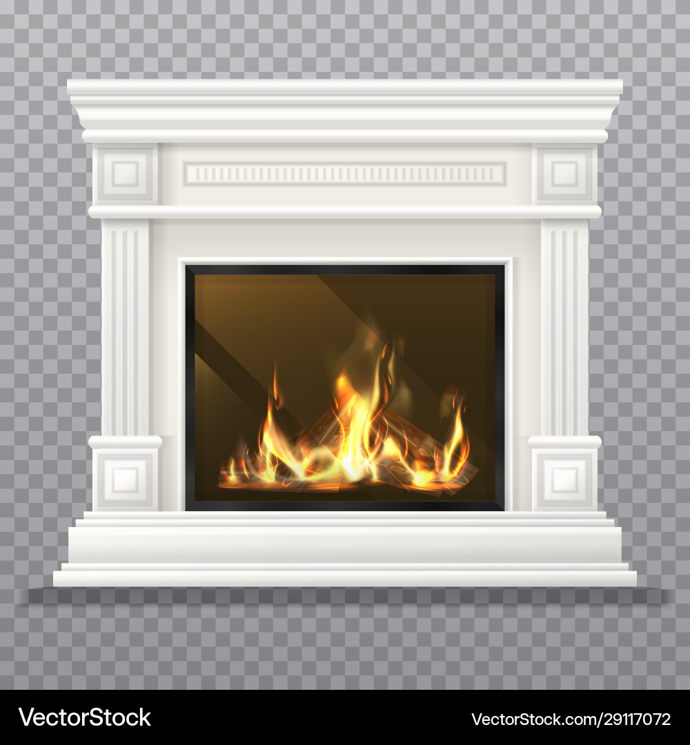Realistic 3D Classic Fireplace Royalty Free Vector Image