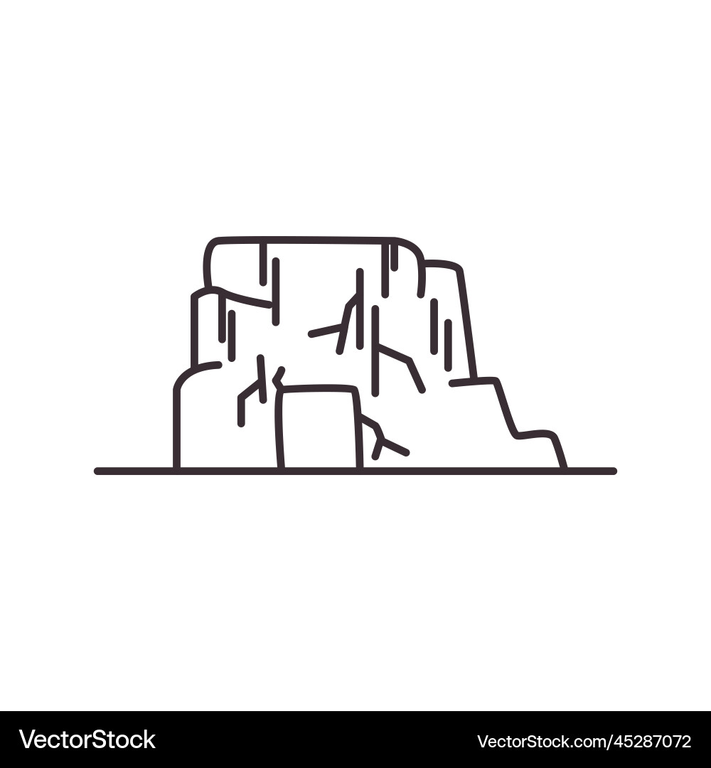 Rock hill line icon logo Royalty Free Vector Image