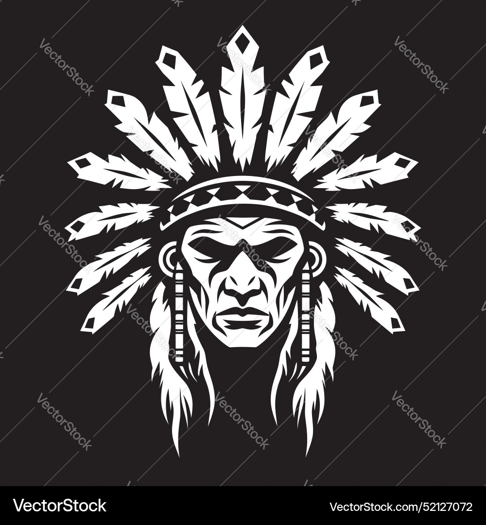 Shadowed protector apache logo emblem brave Vector Image