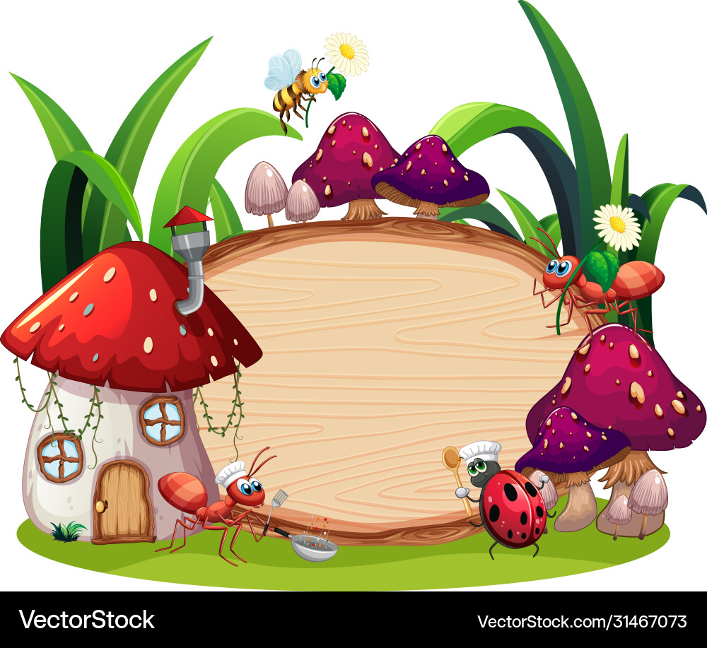 Border template design with insects in garden Vector Image