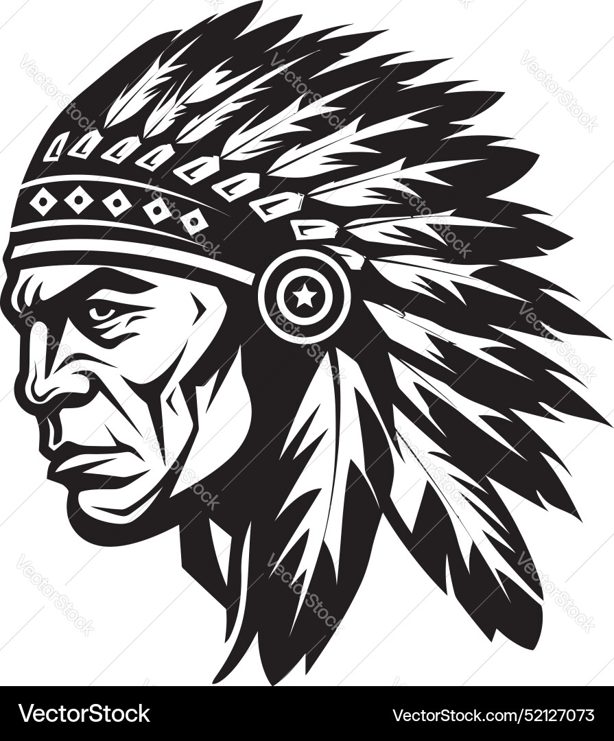 Brave sentinel apache face iconic silent warrior Vector Image
