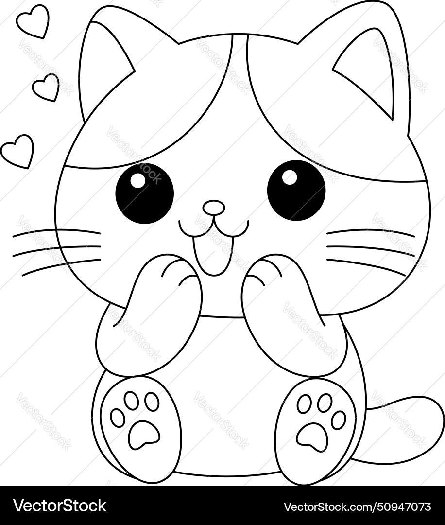 Cute cat is smiling coloring page Royalty Free Vector Image