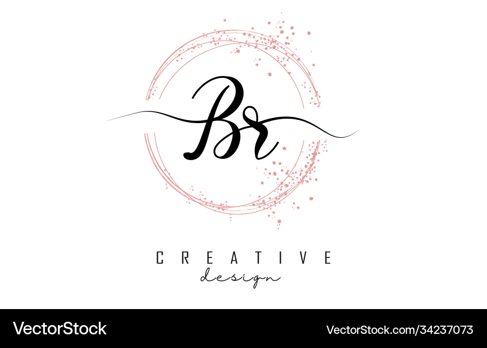 Handwritten br b r letter logo with sparkling Vector Image