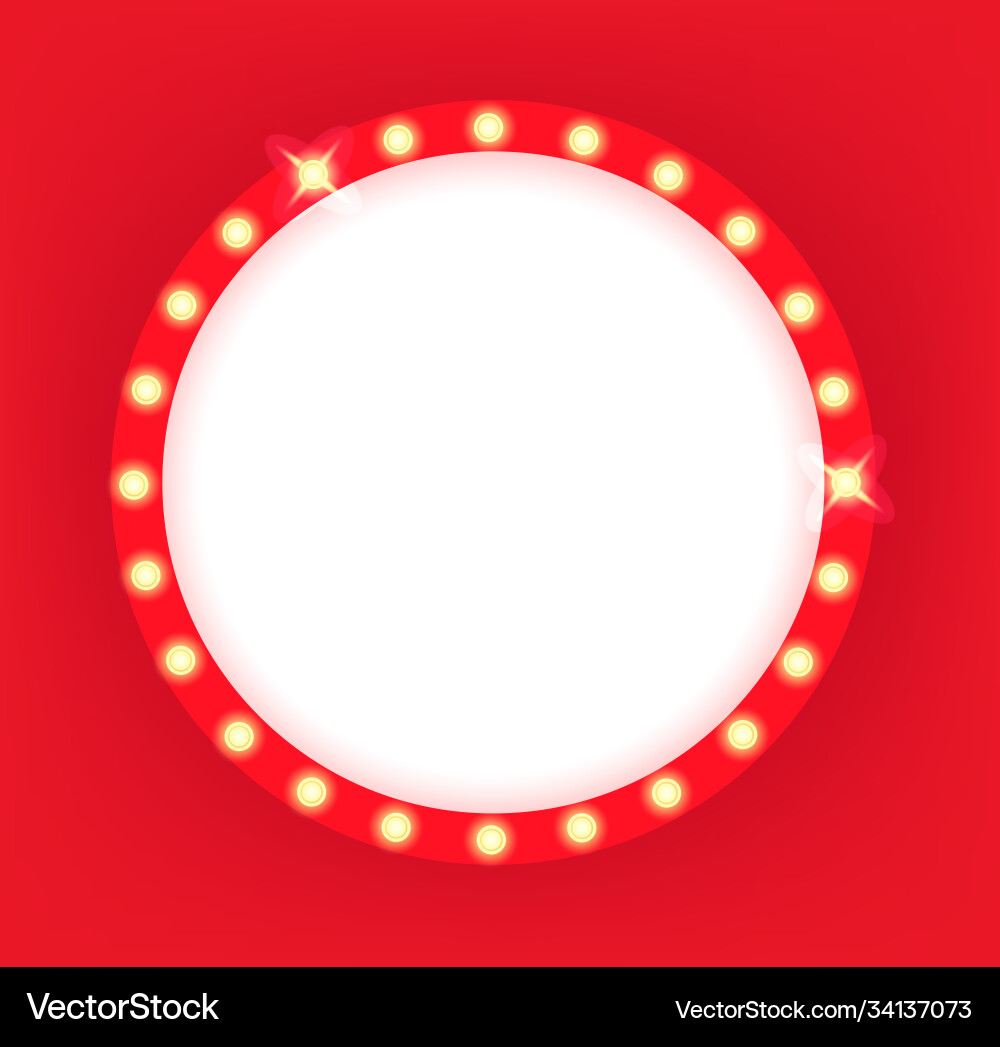 Illuminated retro cinema circle frame template Vector Image