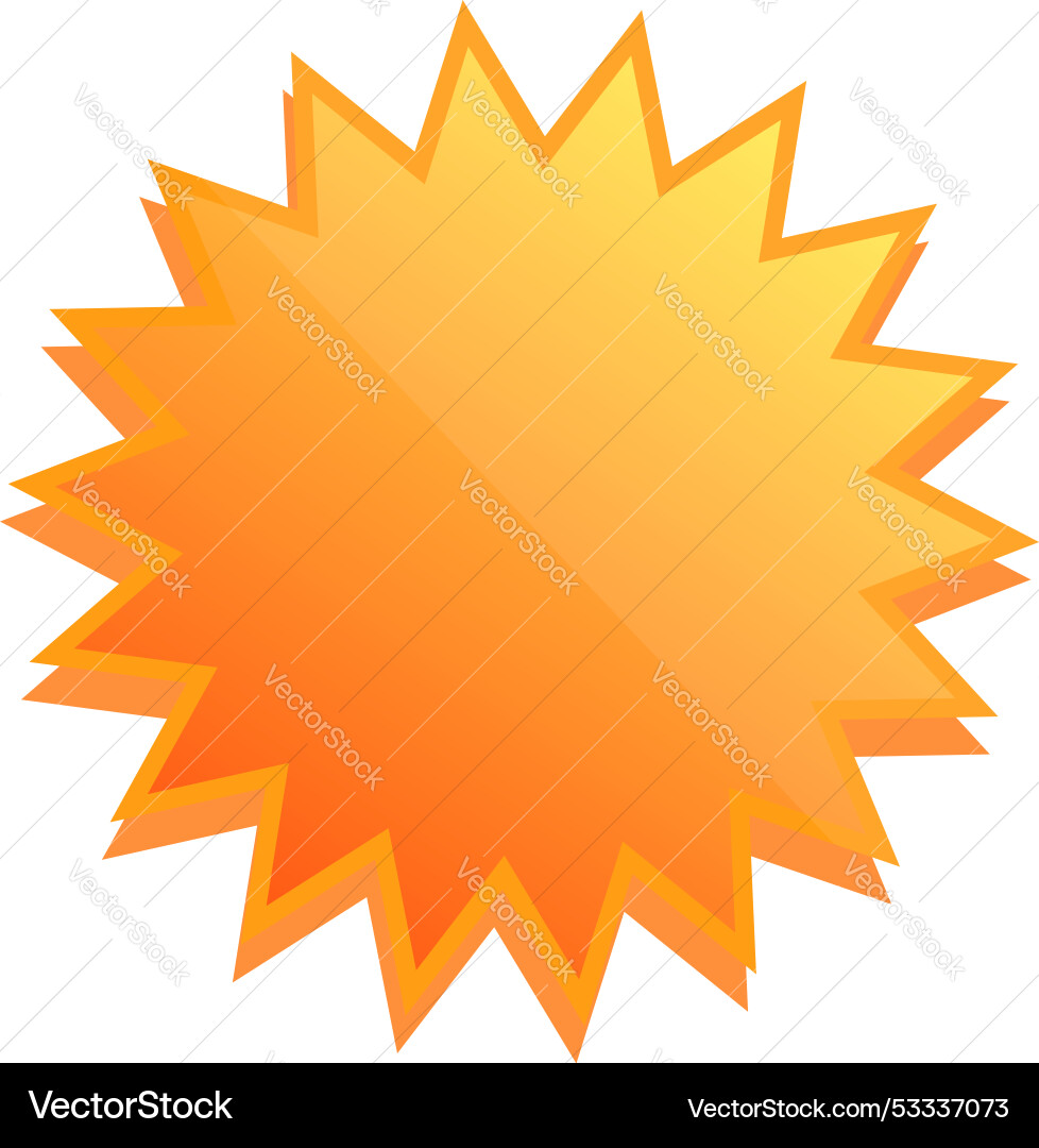 Orange starburst shape casting shadow on white Vector Image