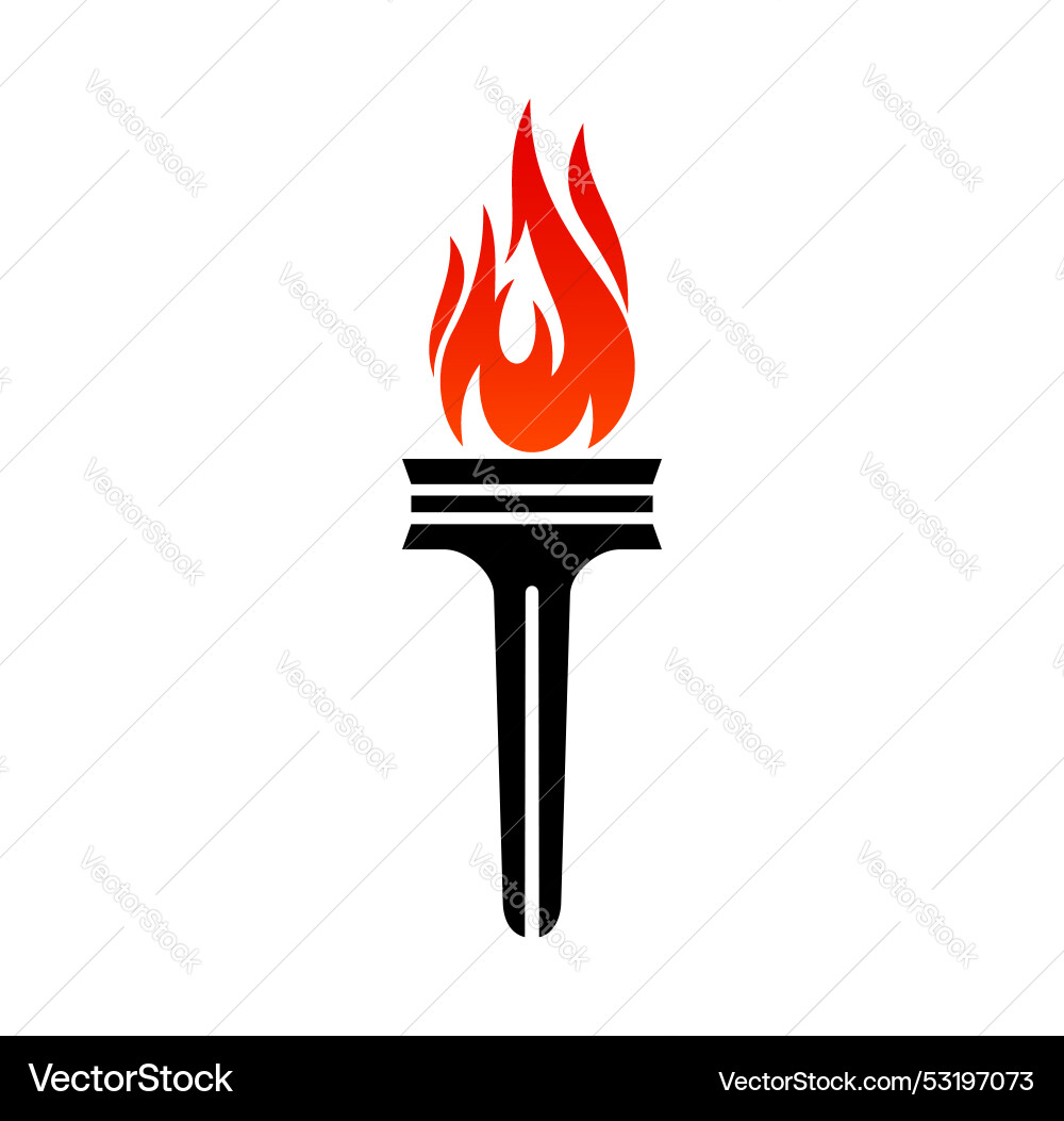 Torch flame icon victory liberty champion fire Vector Image