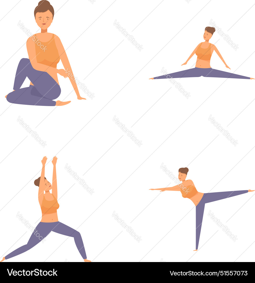 Yoga poses set woman practicing Royalty Free Vector Image