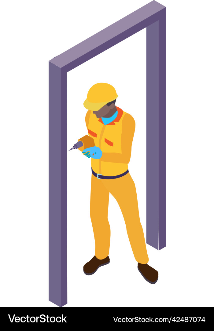 Door frame repair composition Royalty Free Vector Image