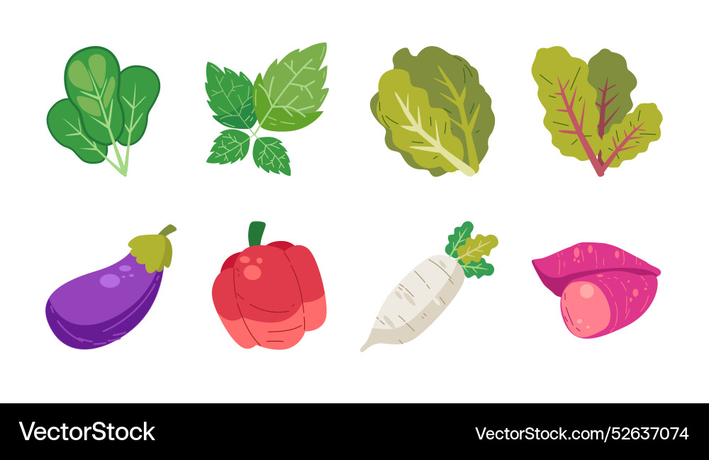 Fresh vegetable icon set cartoon Royalty Free Vector Image