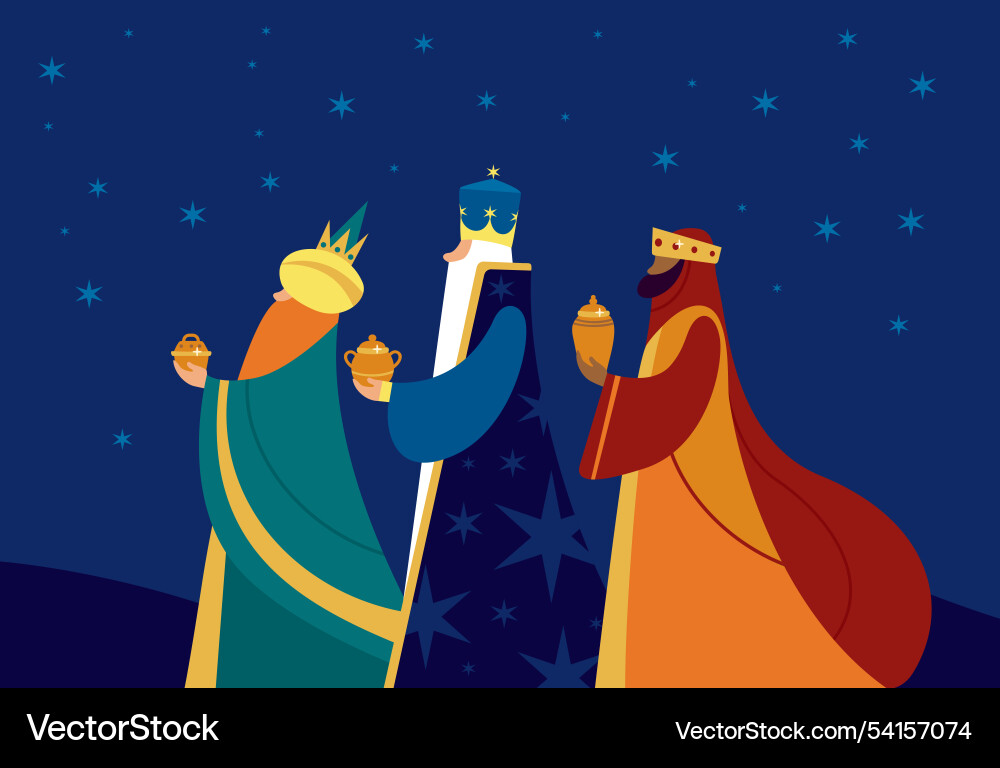 Three wise men epiphany holiday Royalty Free Vector Image