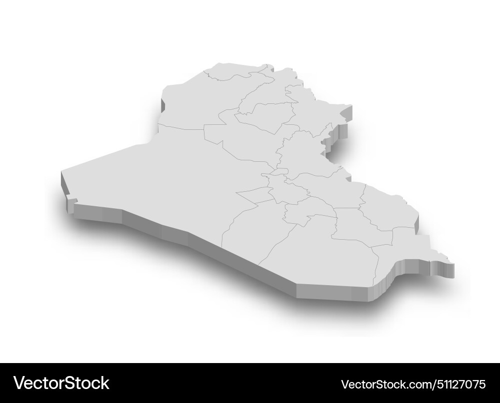 3d iraq white map with regions isolated Royalty Free Vector
