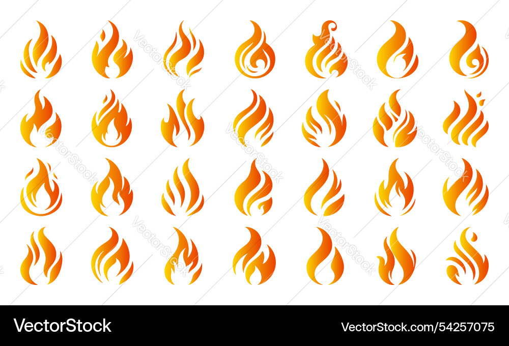 Gold fire and smoke icon set design collection Vector Image