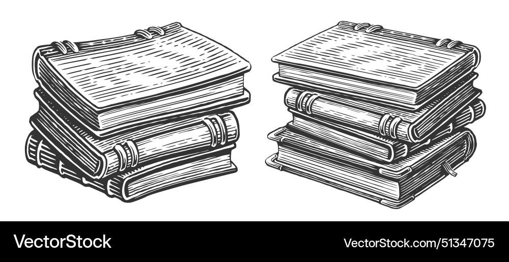 Hand drawn stack of books sketch Royalty Free Vector Image