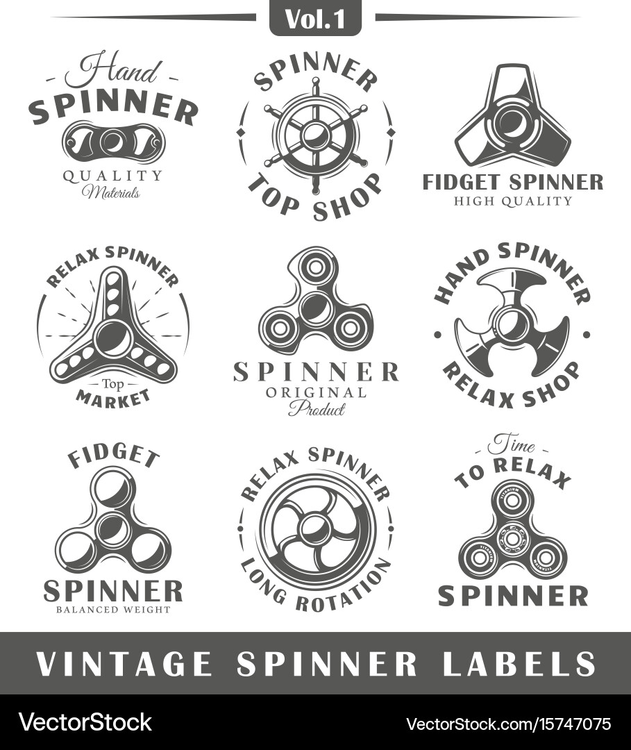 Hand spinner labels and logos Royalty Free Vector Image