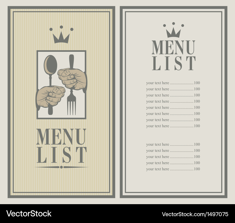 King menu Royalty Free Vector Image - VectorStock