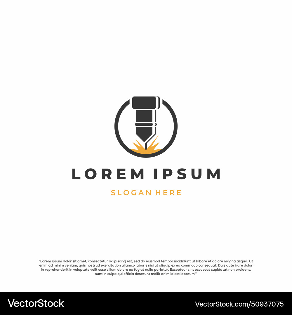 Laser cutting machine in circle logo design Vector Image