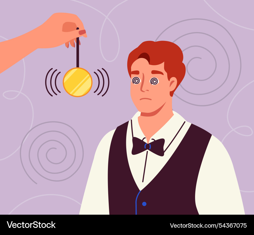 Man with manipulation young guy under hypnosis Vector Image