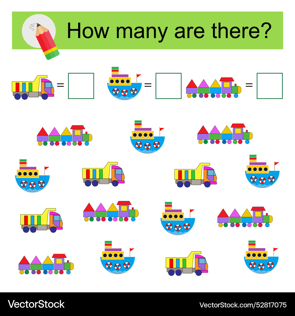 Math activity for kids developing numeracy Vector Image