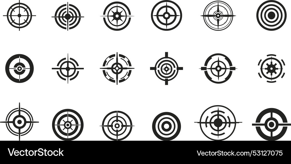 Sniper aim icons set bullseye gun target Vector Image