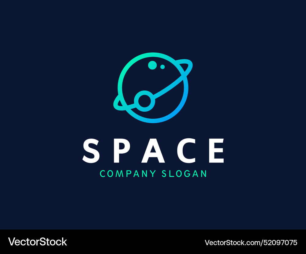 Space planet technology logo icon line art Vector Image