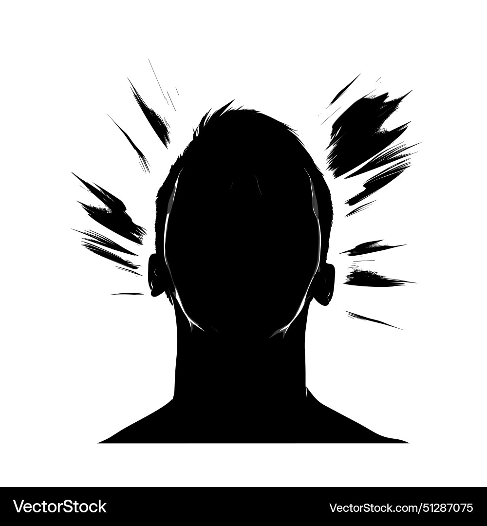 Spiky Male Silhouette - Dramatic Profile Vector Image