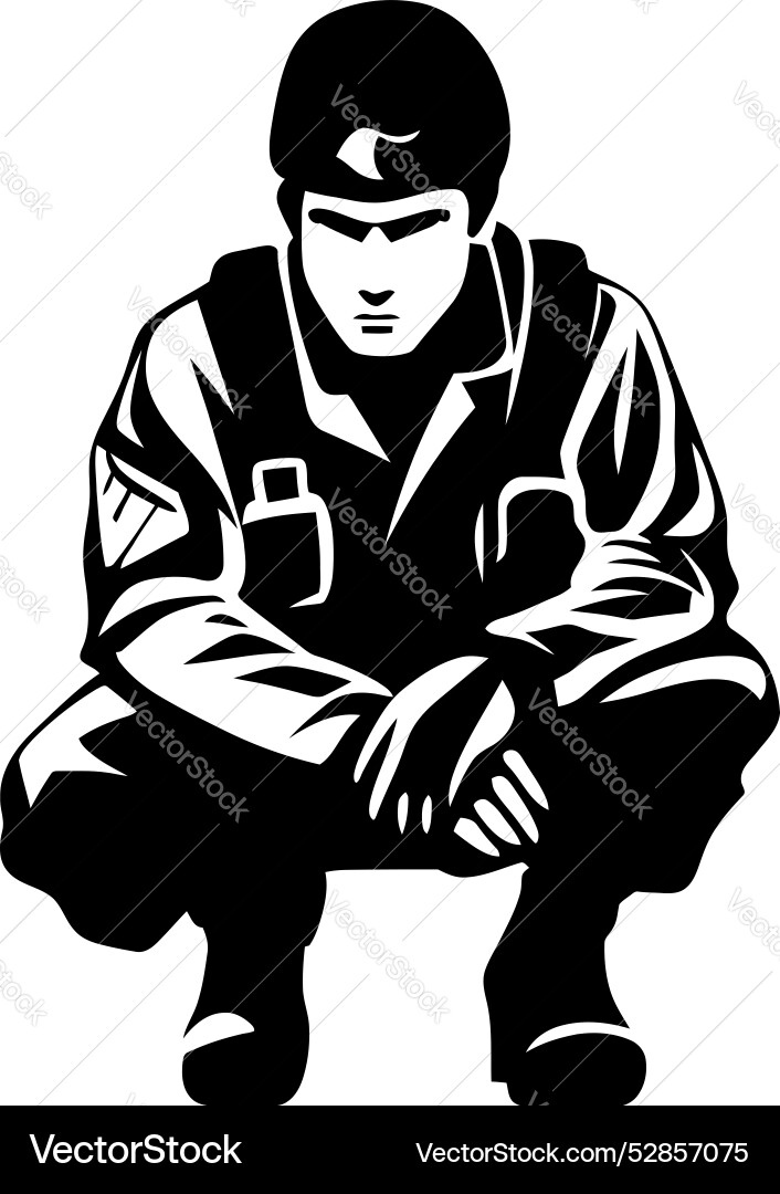 Valor virtue kneeling soldier symbol honor Vector Image