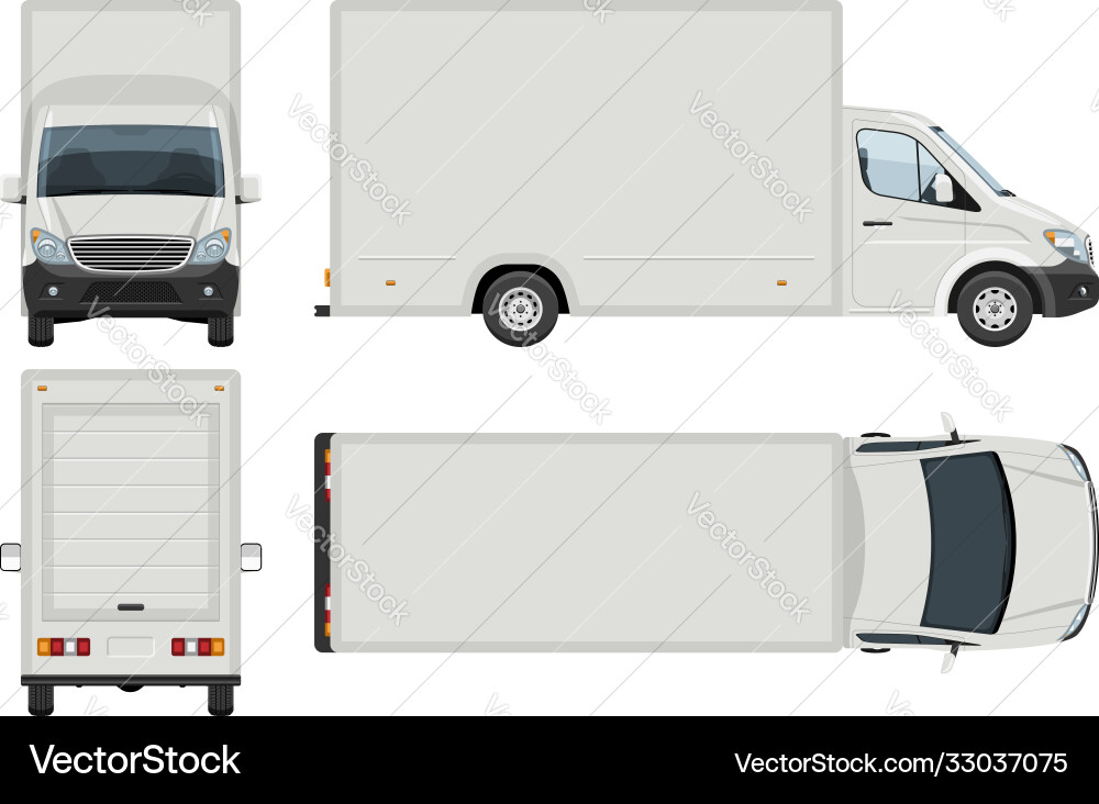 Van side front back top view Royalty Free Vector Image
