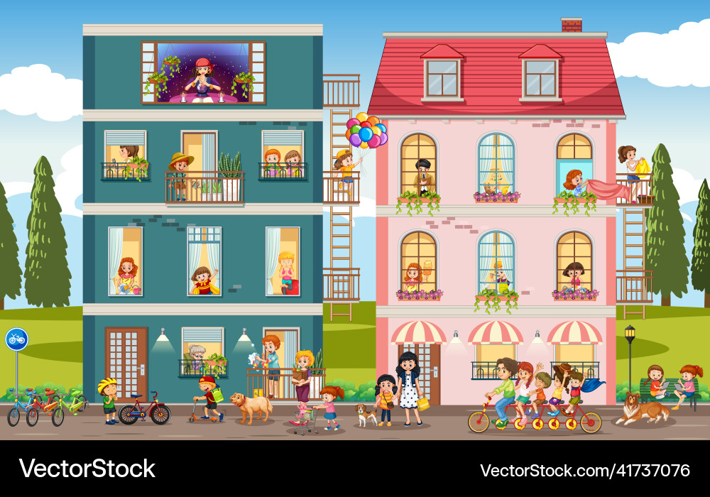 Apartment Windows - Cartoon Neighbors Royalty Free Vector