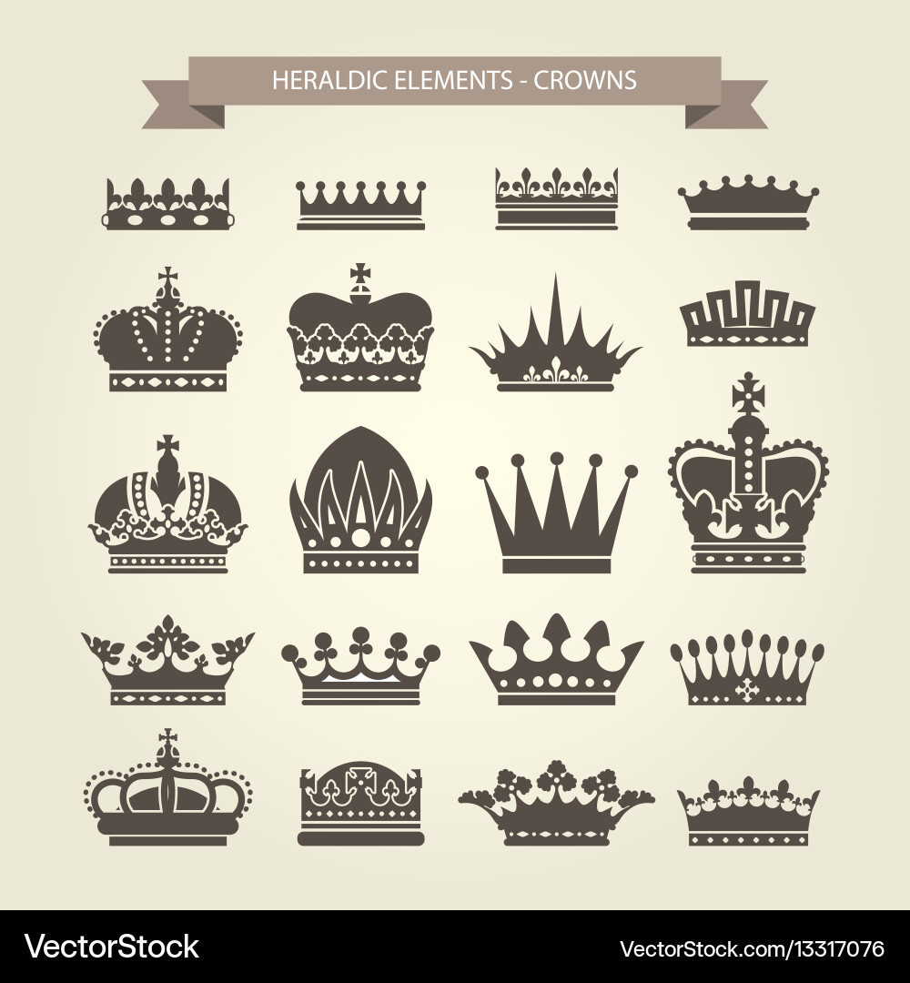 Heraldic crowns set - monarchy coronet blazon Vector Image