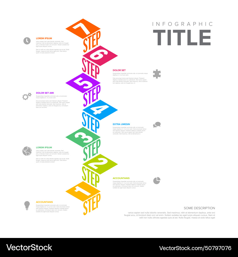 Infographic vertical stairs steps diagram template