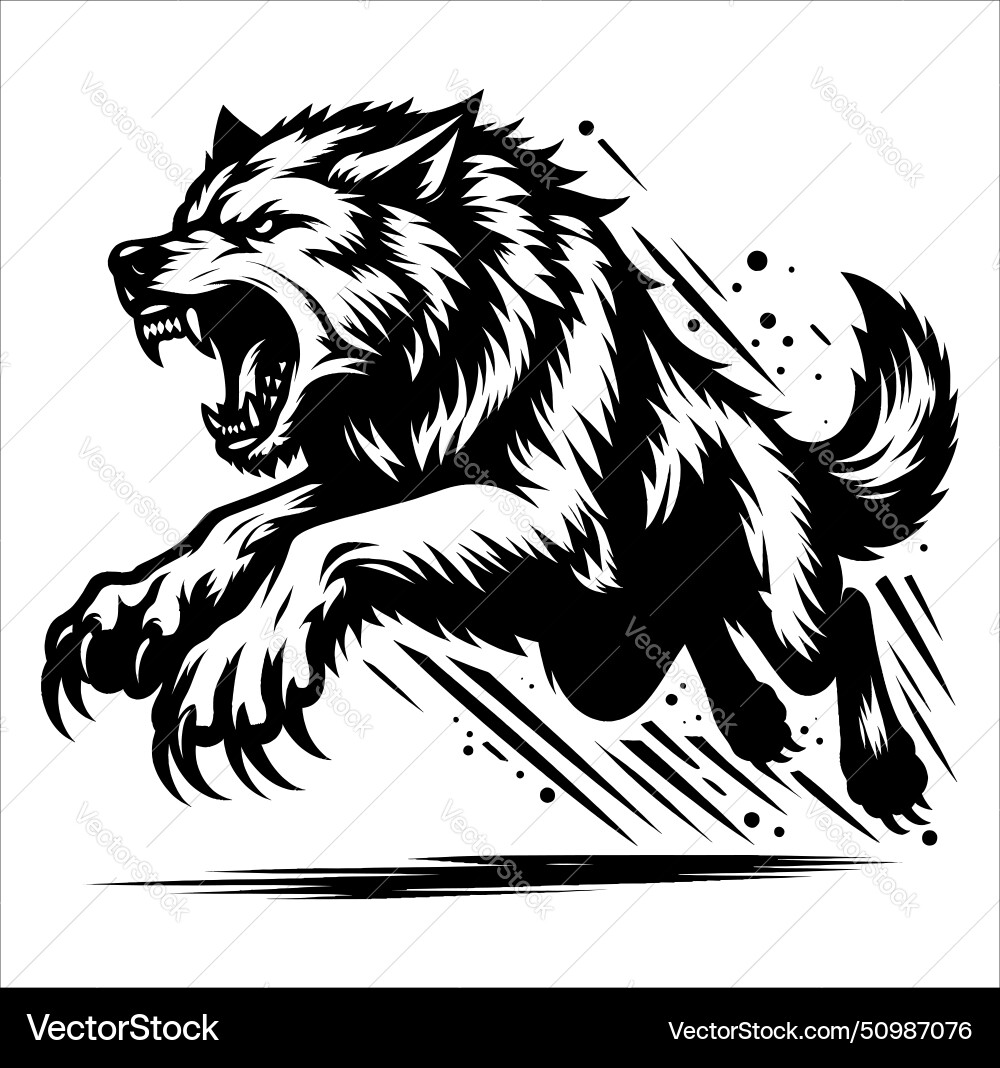 Jumping wolf Royalty Free Vector Image - VectorStock