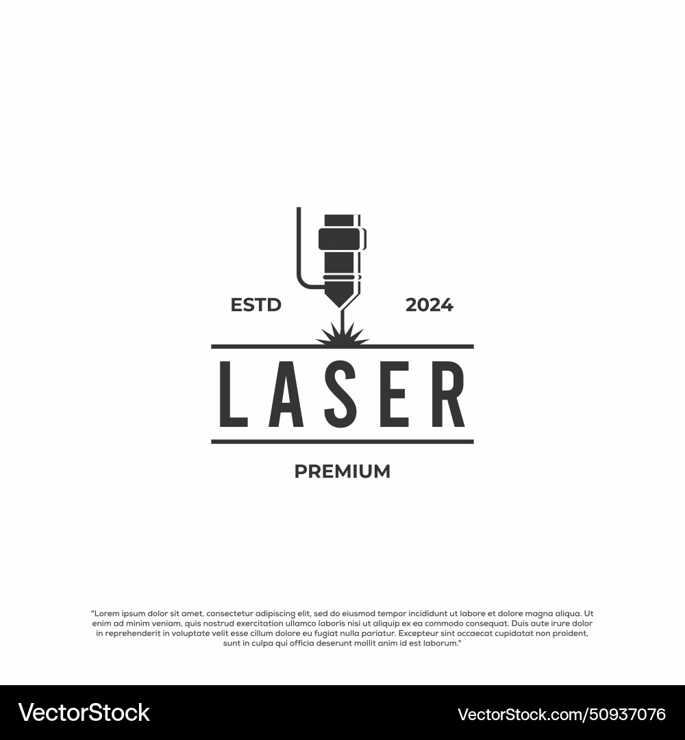 Laser cutting machine logo design simple vintage Vector Image